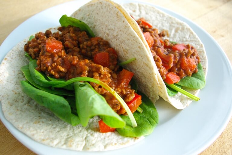 Wraps met vega gehakt linzen en spinazie I online diëtist